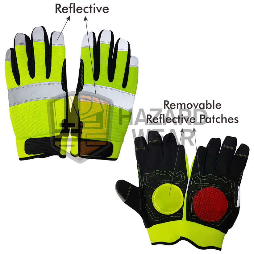 Traffic Gloves With Reflective Strips & Removeable Patches – HazardWear